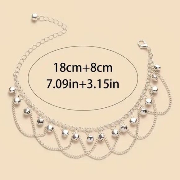 BEACH | Jewelry | Scalloped Silver Bell Chain Anklet | Poshmark